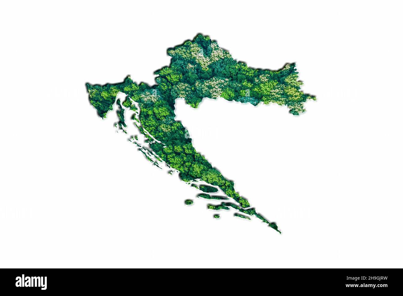 Green Forest Map of Croatia, on white background Stock Photo - Alamy