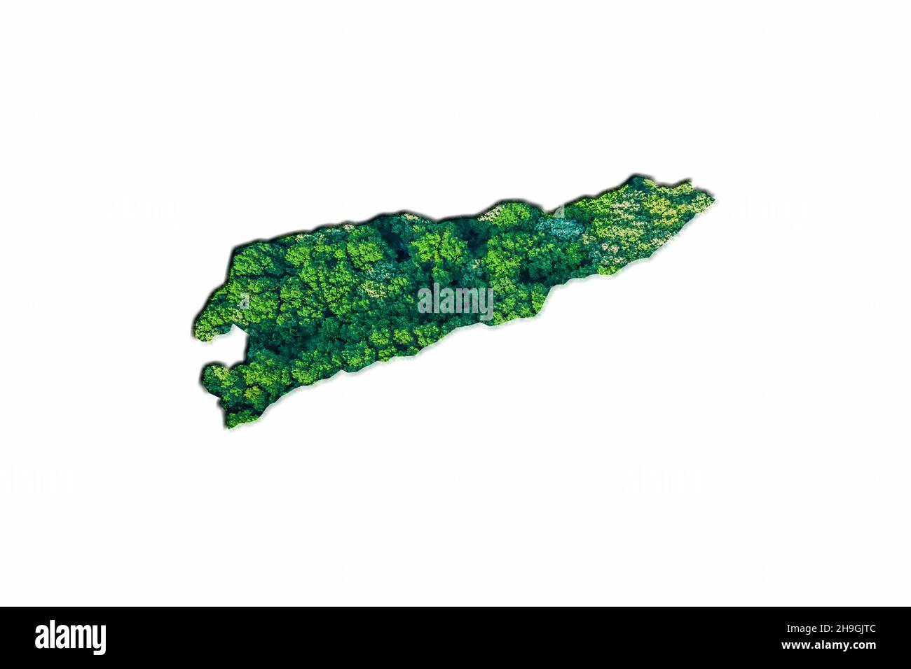 Green Forest Map of Timor Leste, on white background Stock Photo - Alamy