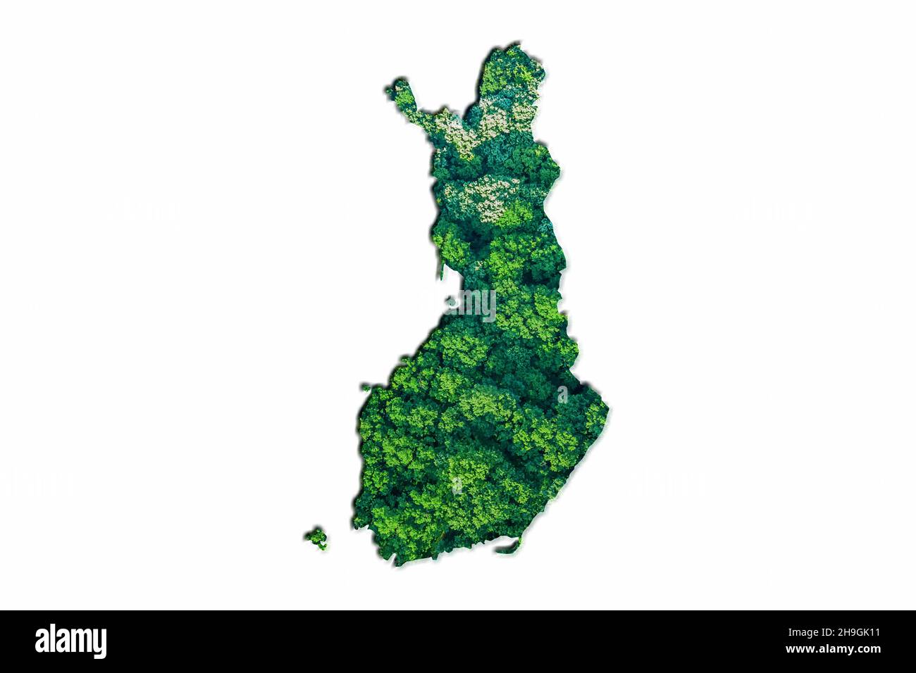 Green Forest Map of Finland, on white background Stock Photo - Alamy