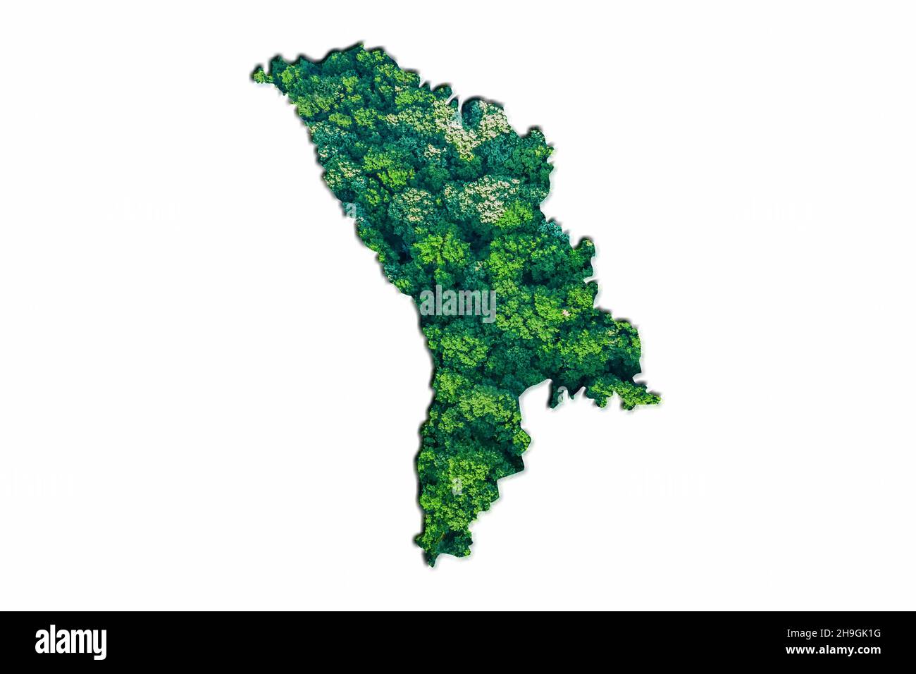 Green Forest Map of Moldova, on white background Stock Photo - Alamy