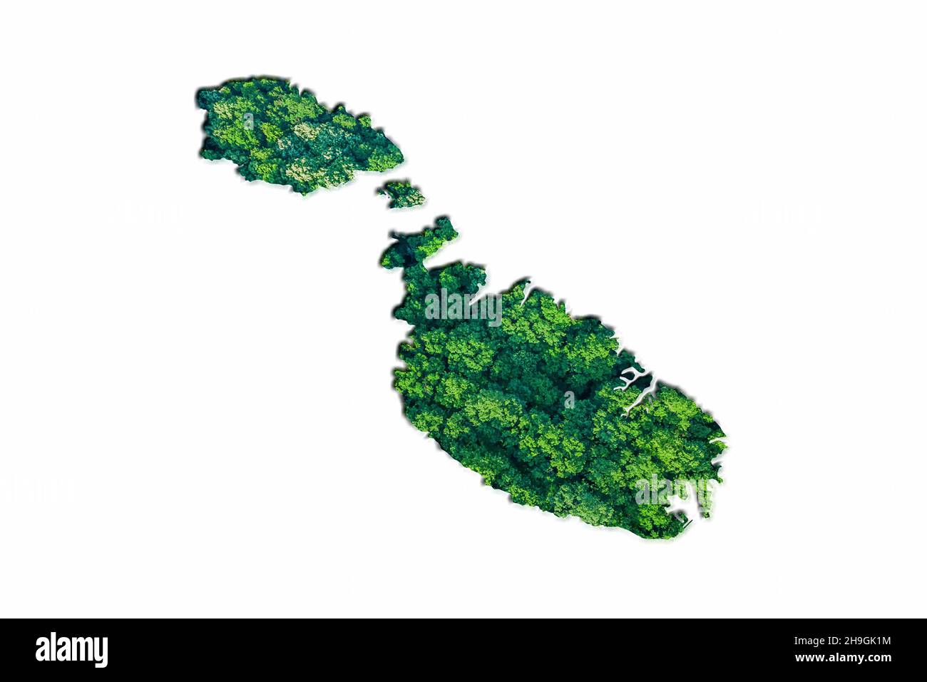 Green Forest Map of Malta, on white background Stock Photo - Alamy