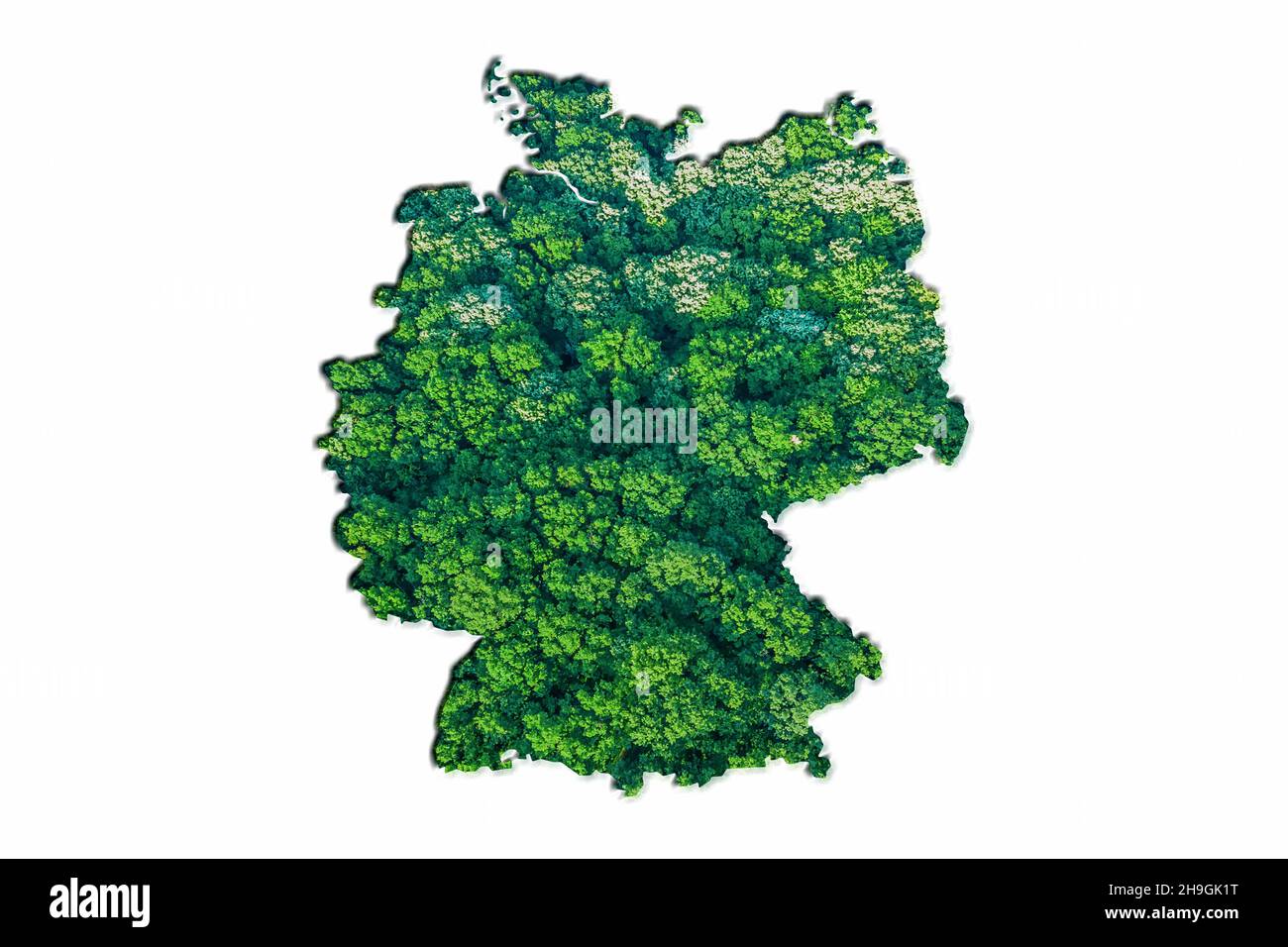 Green Forest Map of Germany, on white background Stock Photo - Alamy
