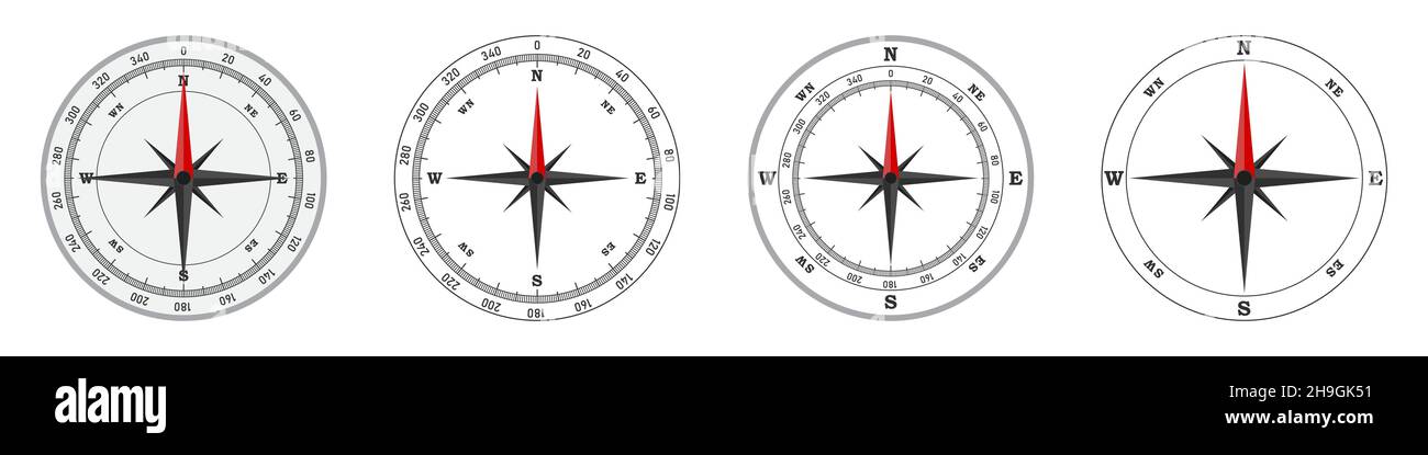 Compass icon. Vector illustration. Set of abstract compass symbols on ...
