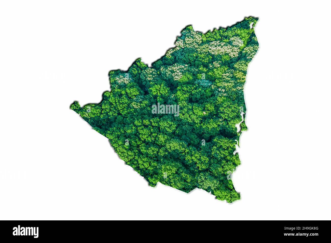 Green Forest Map of Nicaragua, on white background Stock Photo - Alamy