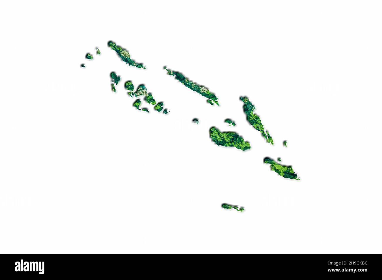 Green Forest Map of Solomon Islands, on white background Stock Photo ...