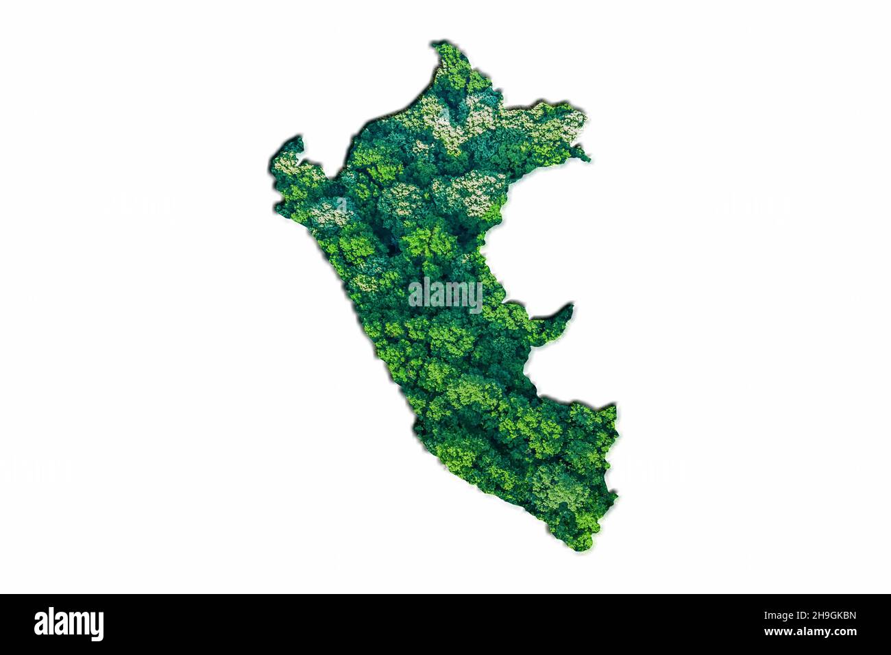 Green Forest Map of Peru, on white background Stock Photo - Alamy