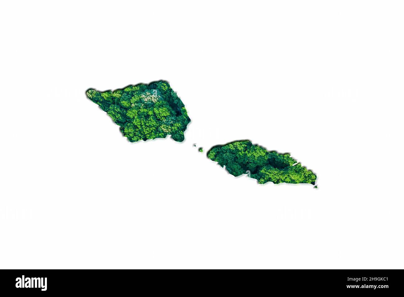 Green Forest Map of Samoa, on white background Stock Photo - Alamy