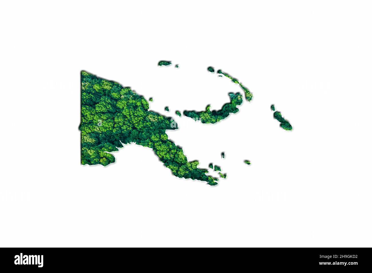 Green Forest Map of Papua New Guinea, on white background Stock Photo ...