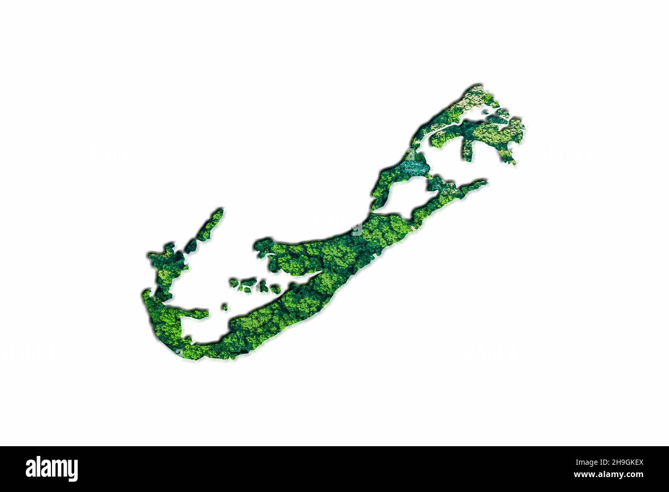 Green Forest Map of Bermuda, on white background Stock Photo - Alamy