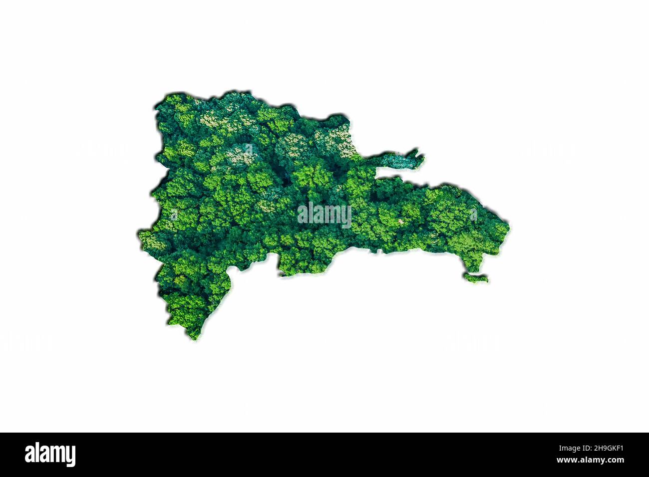 Green Forest Map of Dominican Republic, on white background Stock Photo ...