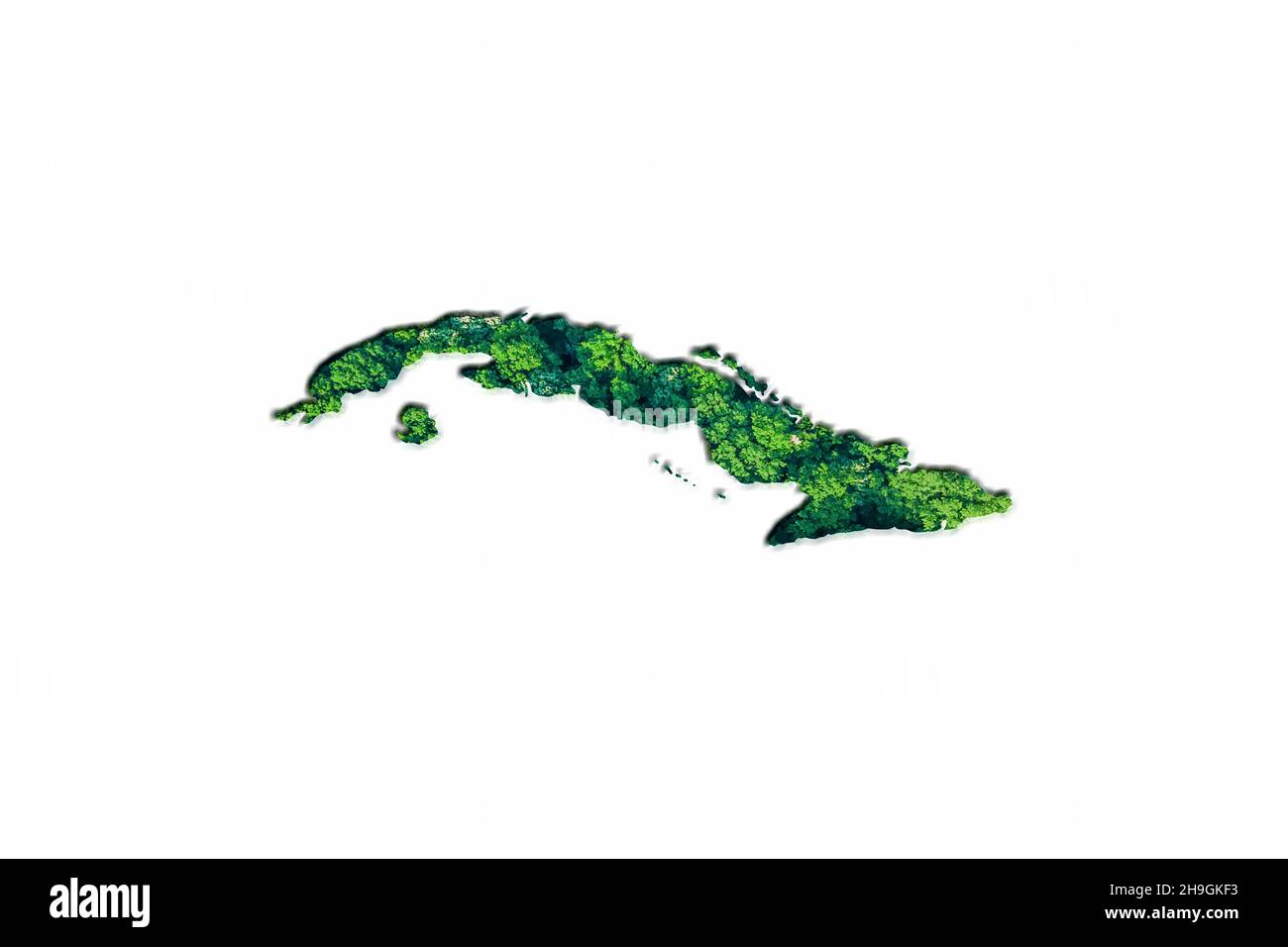 Green Forest Map of Cuba, on white background Stock Photo - Alamy