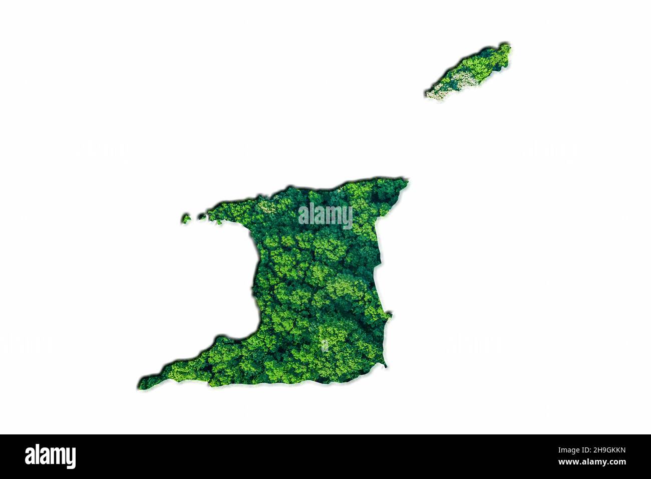 Green Forest Map of Trinidad and Tobago, on white background Stock ...