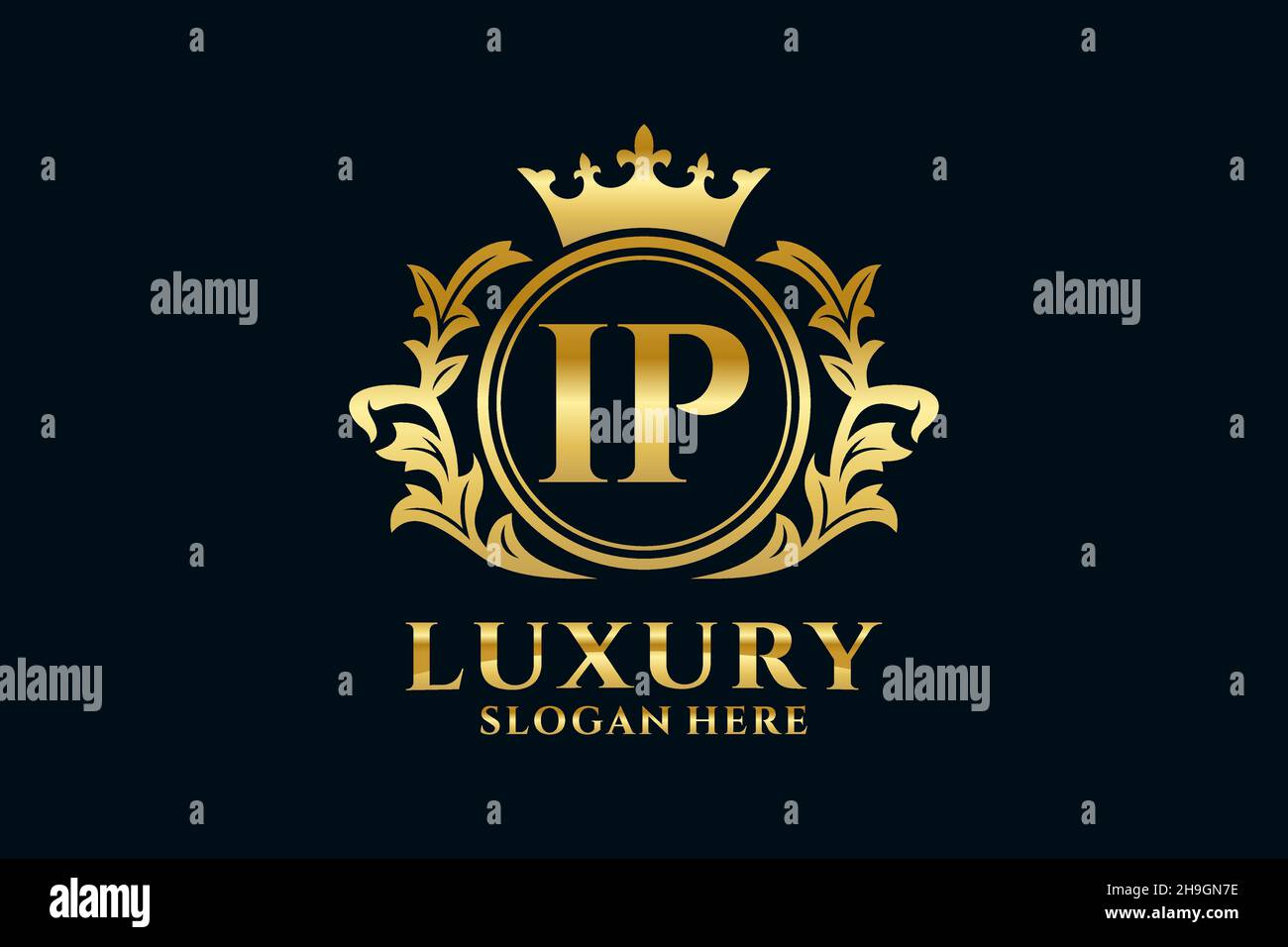 IP Letter Royal Luxury Logo template in vector art for luxurious ...