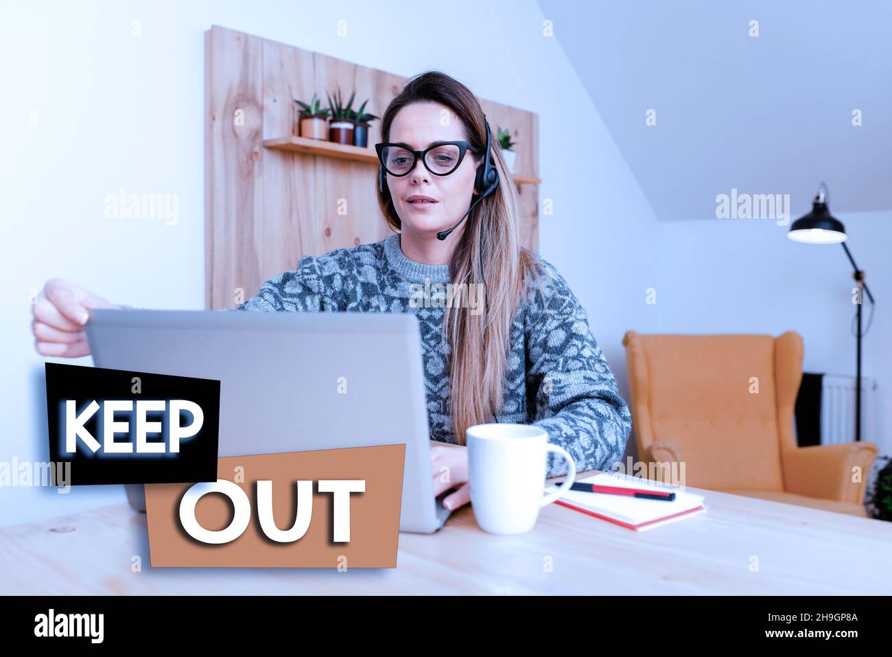 Sign displaying Keep Out. Word for to stop someone or something from ...