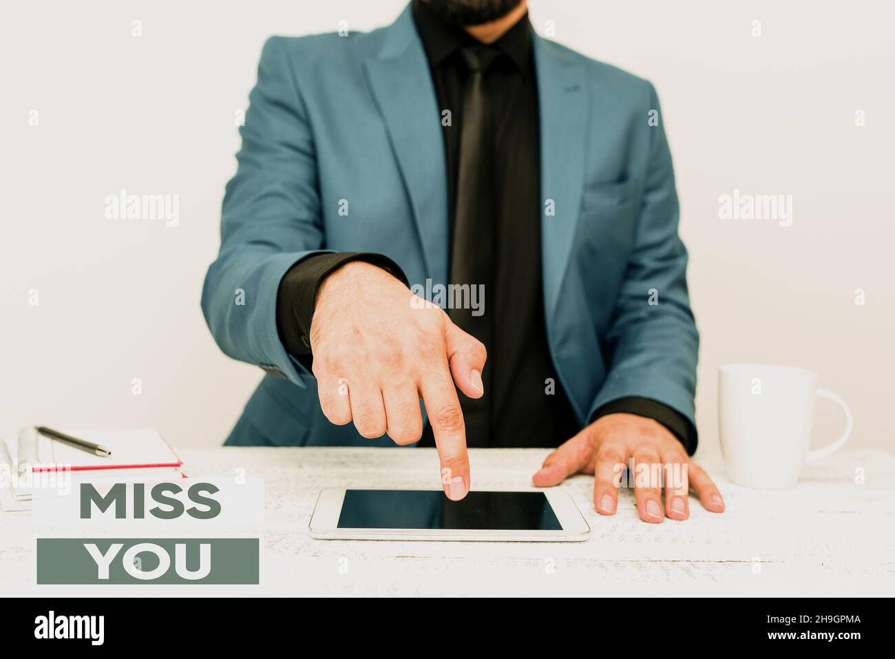 Conceptual caption Miss You. Business overview Feeling sad because you ...