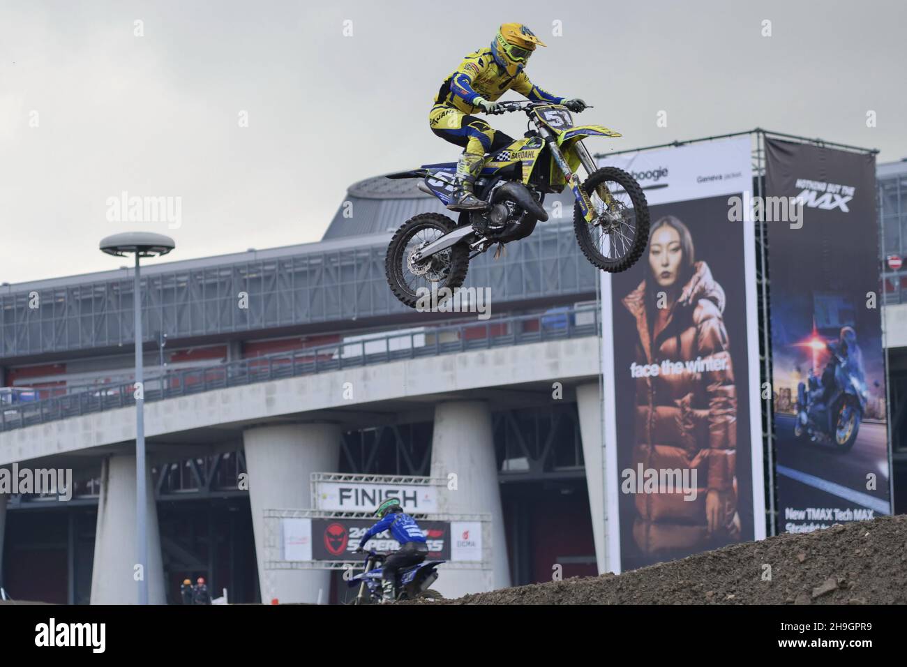 Acrobats Freestyle moto exhibition at at Eicma 2021, Milan, Lombardy ...