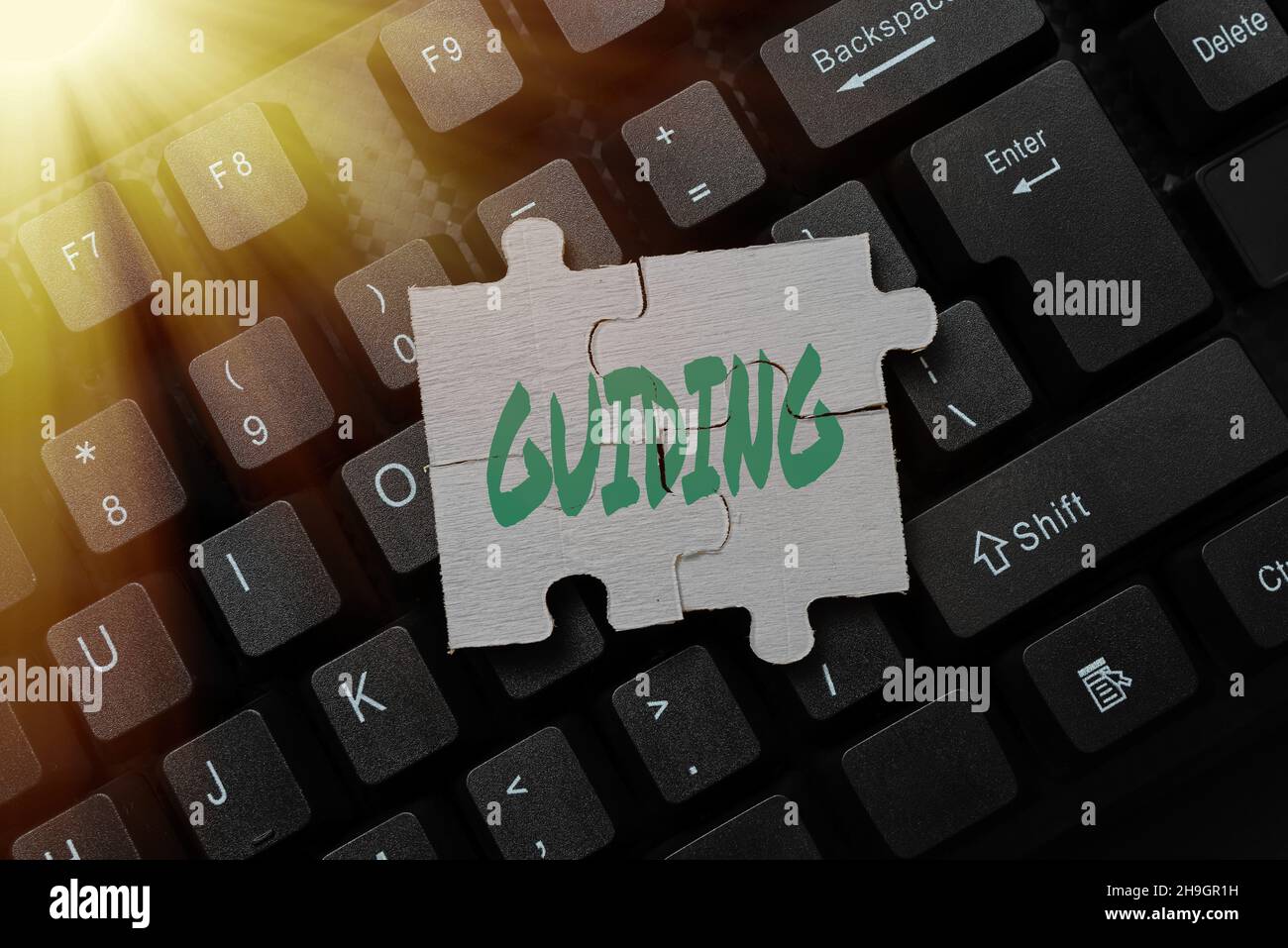 Text sign showing Guiding. Business concept to show someone how to do ...