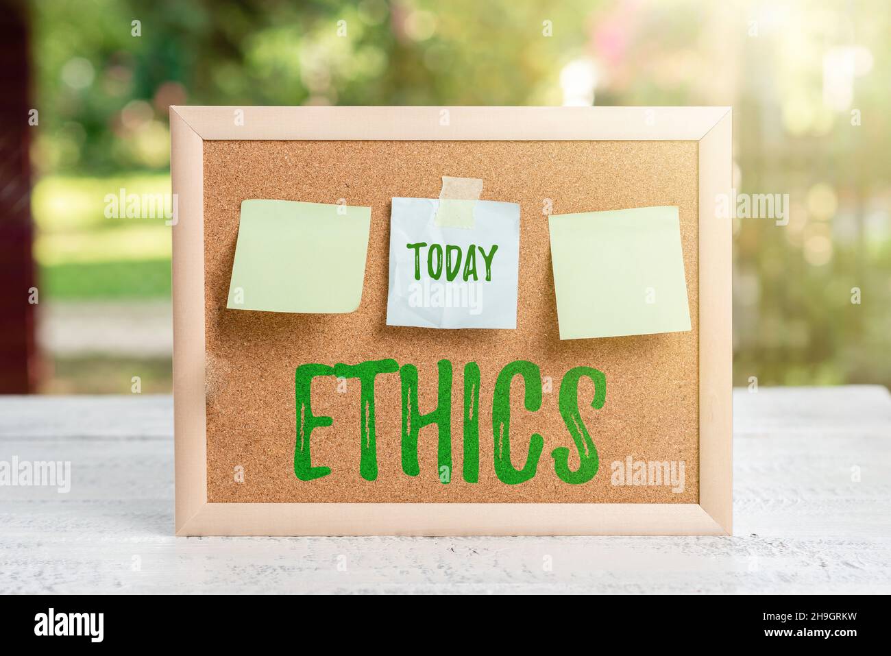 Hand writing sign Ethics. Word Written on the moral philosophy or code ...