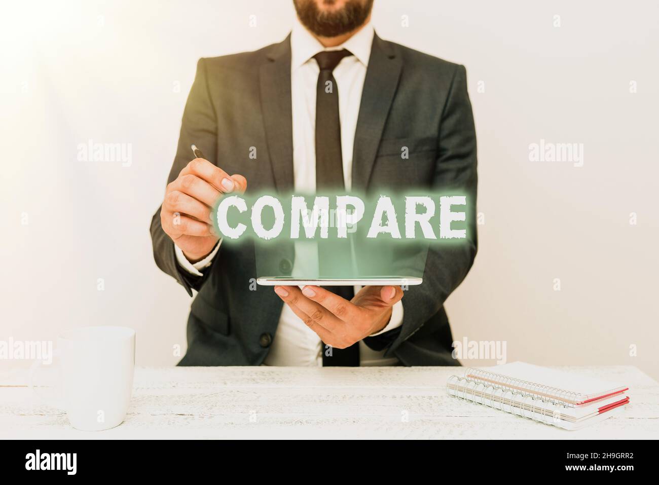 Text sign showing Compare. Internet Concept Estimate Measure Note the ...