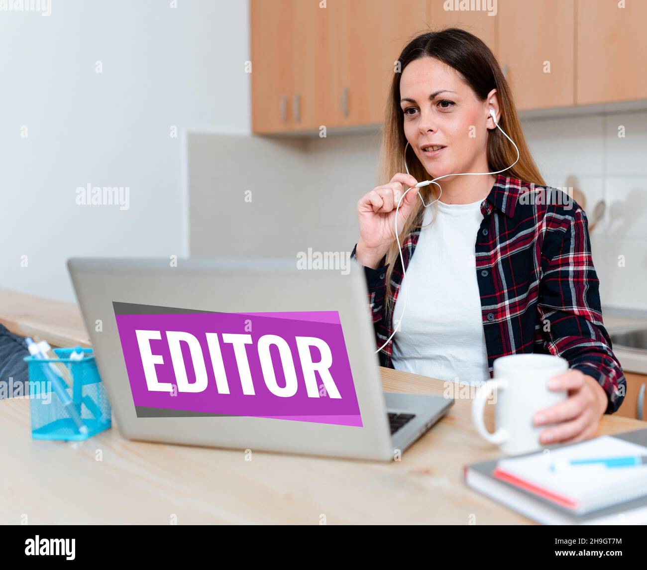 Text caption presenting Editor. Business showcase person who is in ...