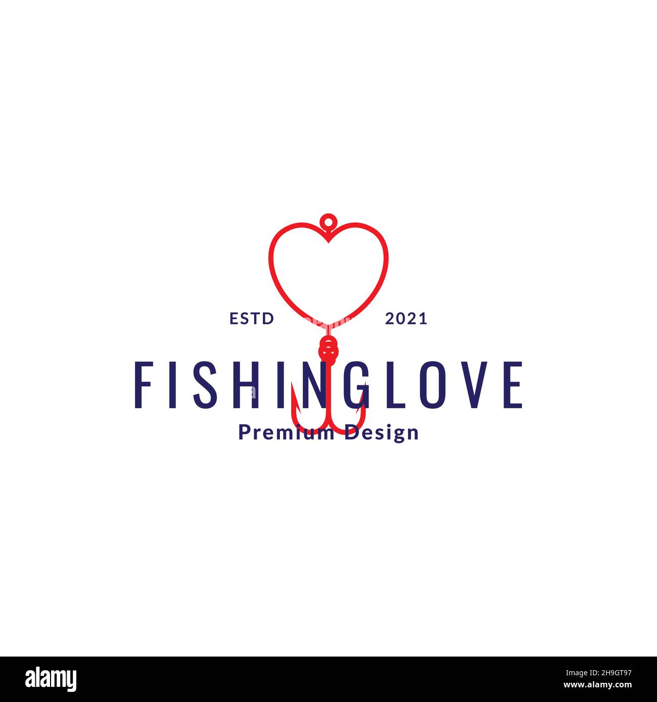 line fishing hook with love logo symbol icon vector graphic design ...