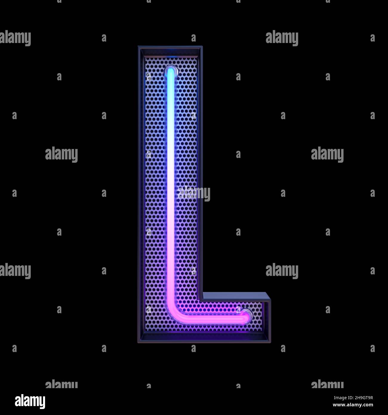 Neon retro Light Alphabet letter L isolated on a black background with ...