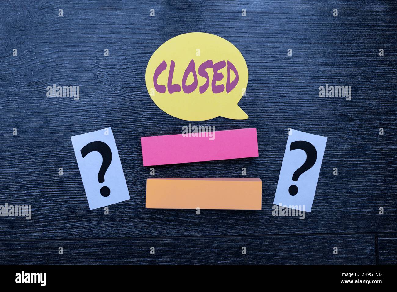 Hand writing sign Closed. Business showcase Finished and therefore not ...