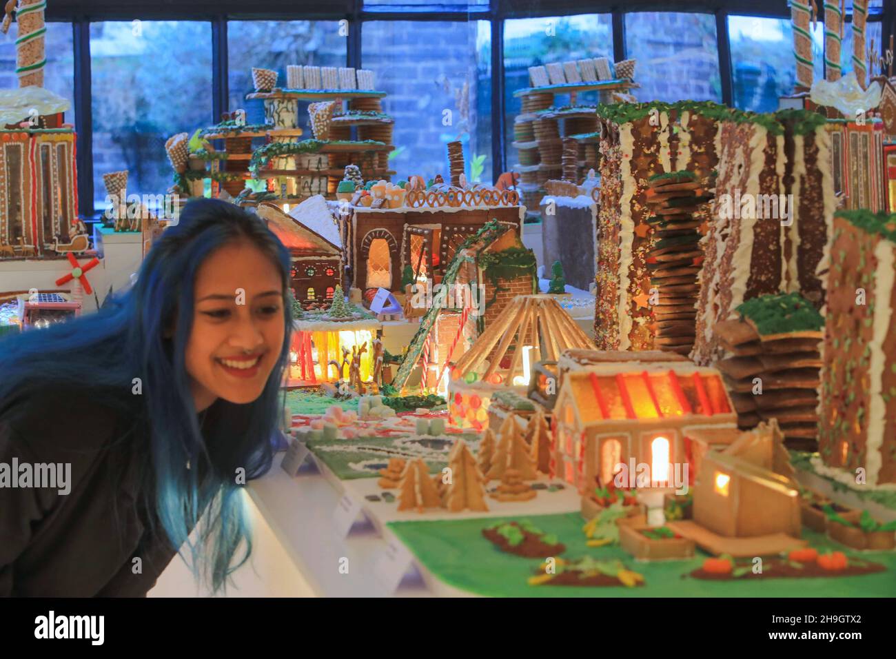 London UK 07.Dec 2021 An entire city of gingerbread. The Museum of ...