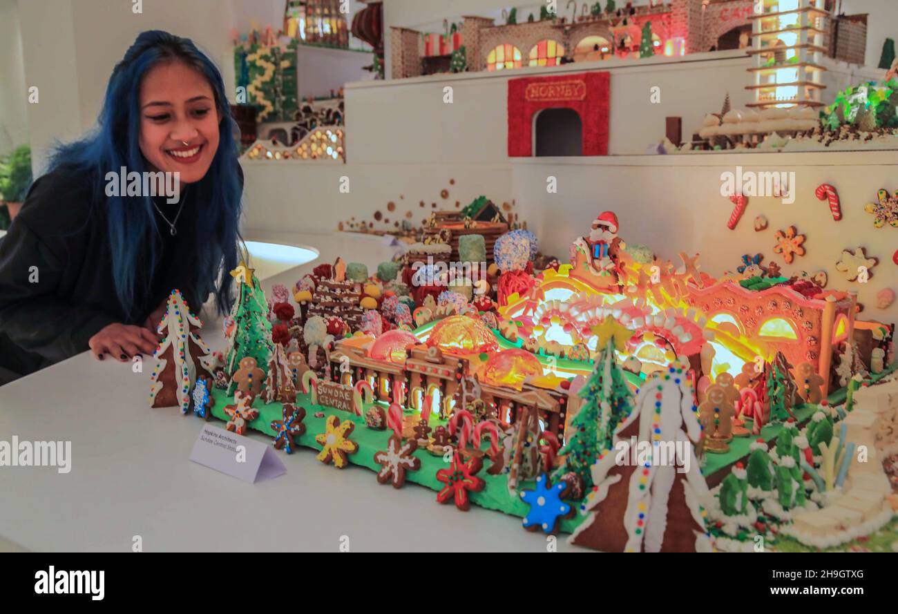 London UK 07.Dec 2021 An entire city of gingerbread. The Museum of ...