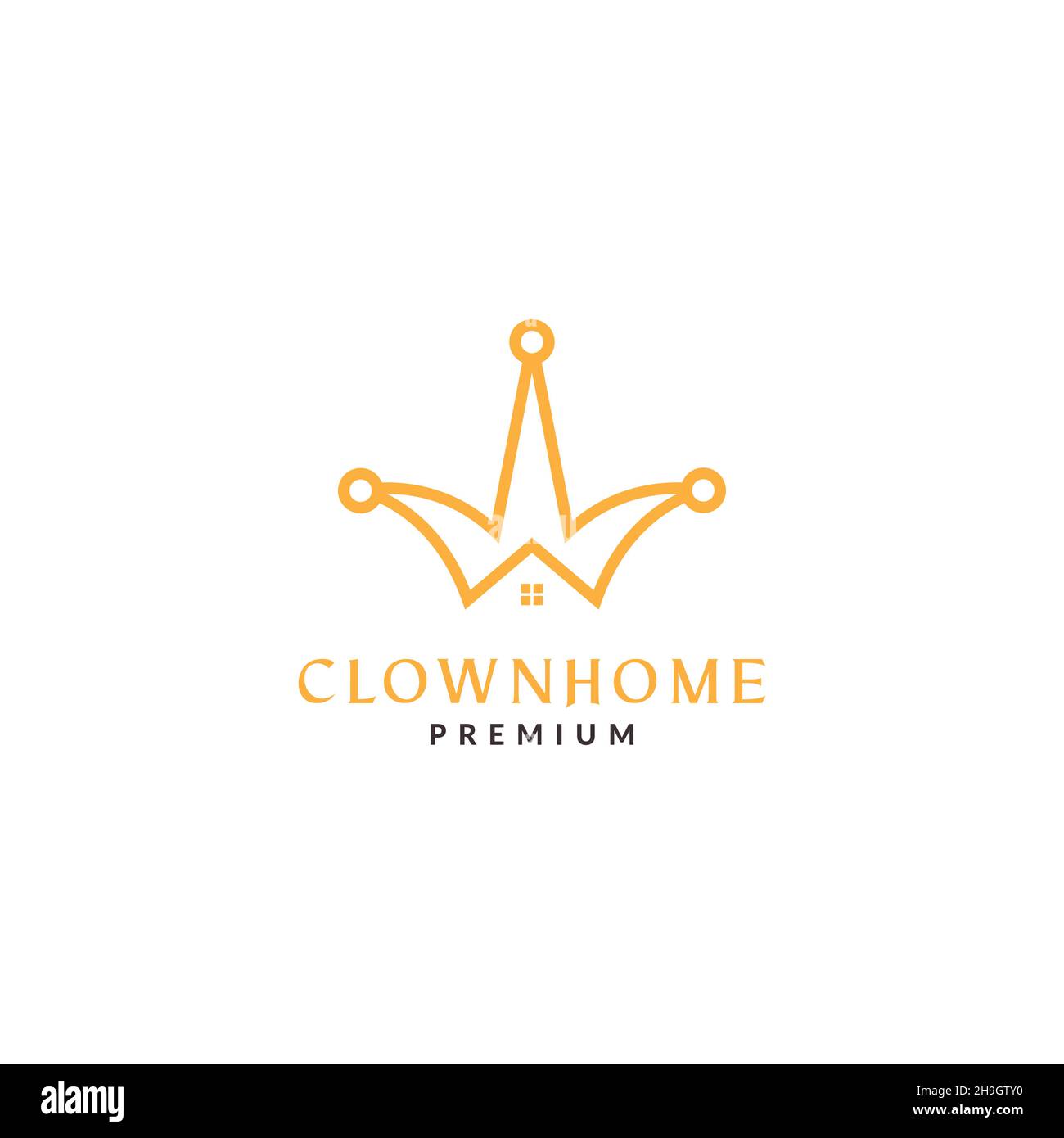line home with clown comedy logo symbol icon vector graphic design ...