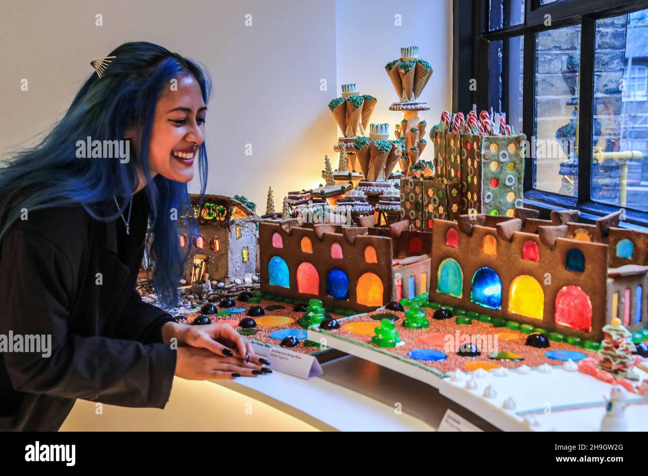 London UK 07.Dec 2021 An entire city of gingerbread. The Museum of ...