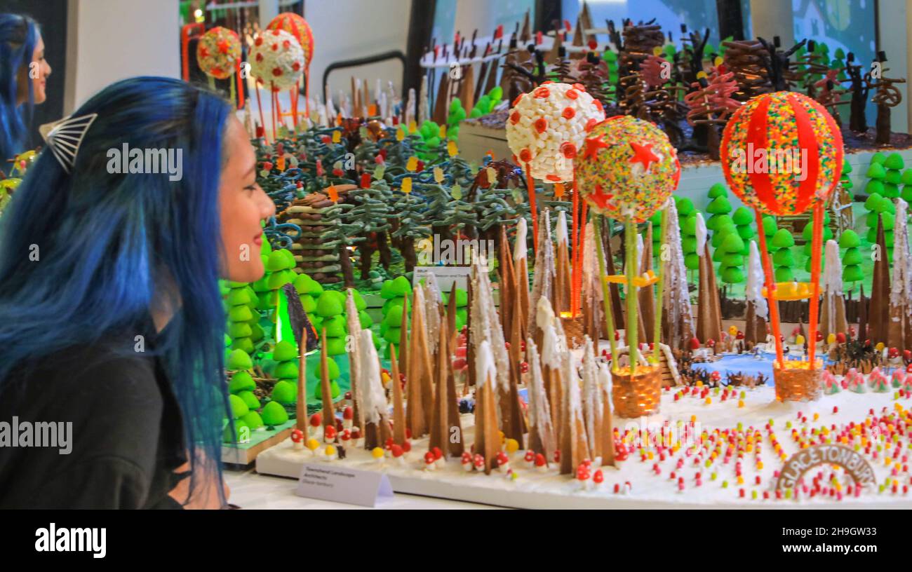 London UK 07.Dec 2021 An entire city of gingerbread. The Museum of ...