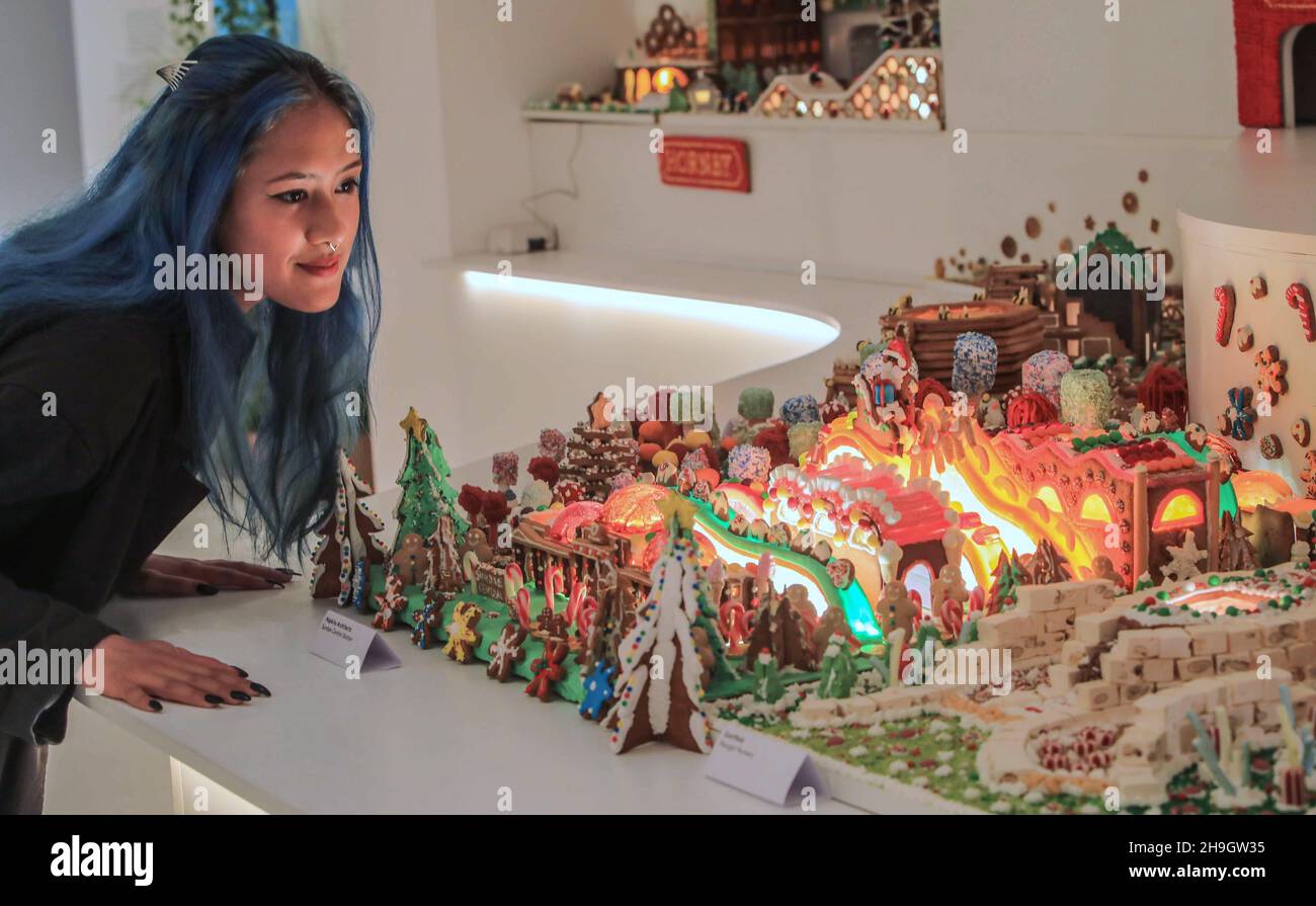 London UK 07.Dec 2021 An entire city of gingerbread. The Museum of ...