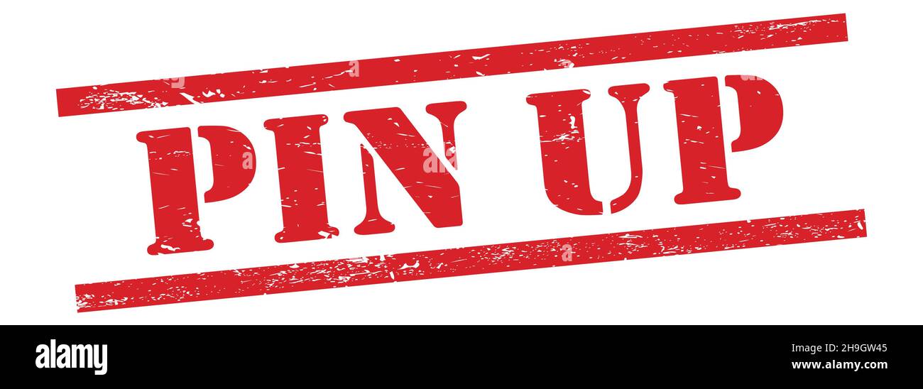 PIN UP text on red grungy vintage rubber stamp Stock Photo - Alamy