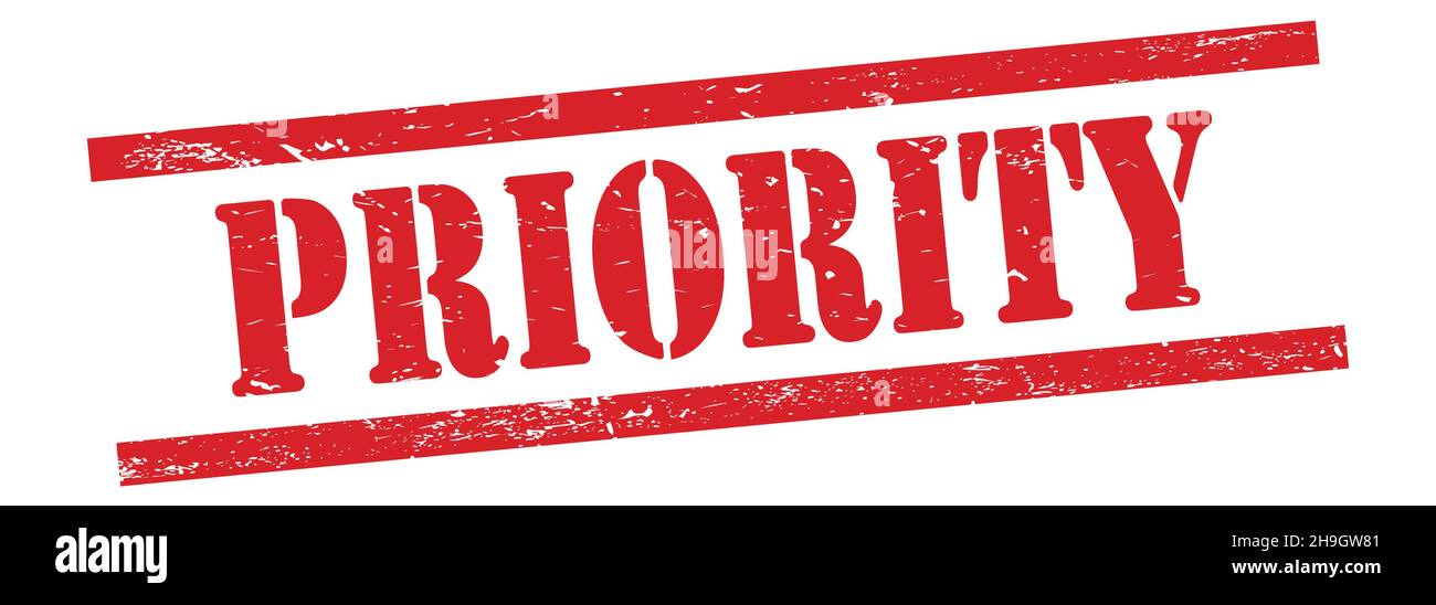 PRIORITY text on red grungy vintage rubber stamp Stock Photo - Alamy