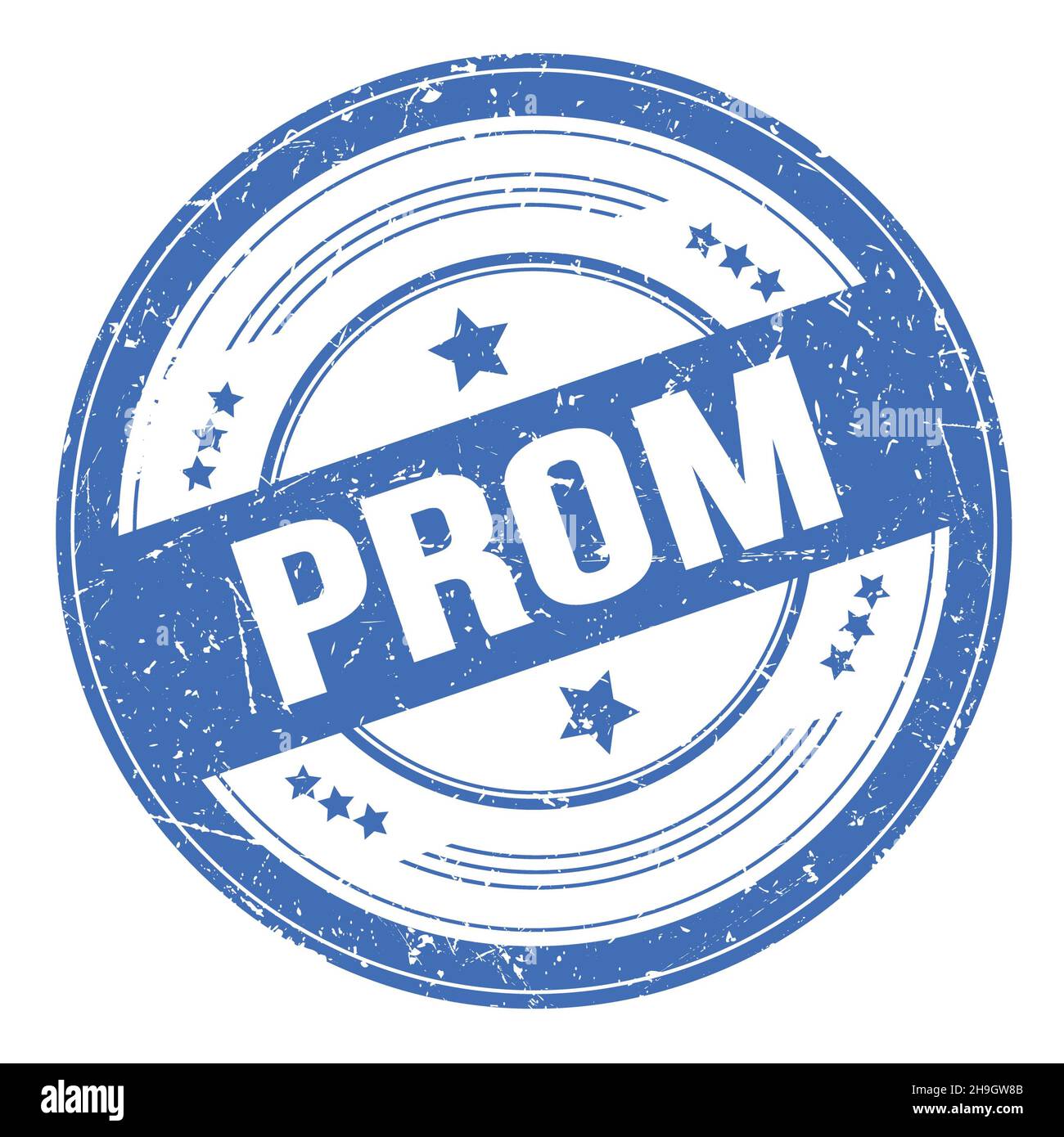 PROM, word on blue round stamp sign Stock Photo - Alamy