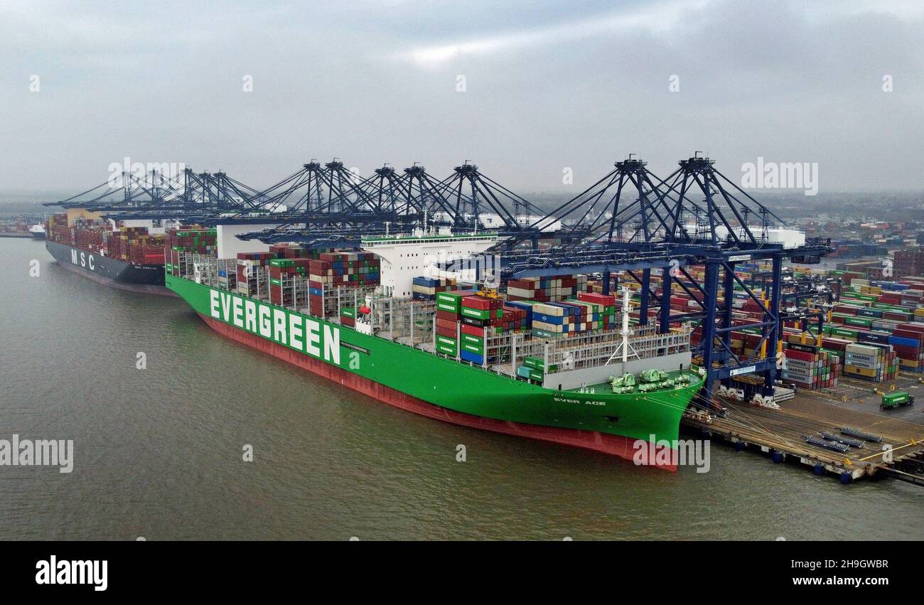 The Evergreen Ever Ace, said to be the largest container ship in the ...