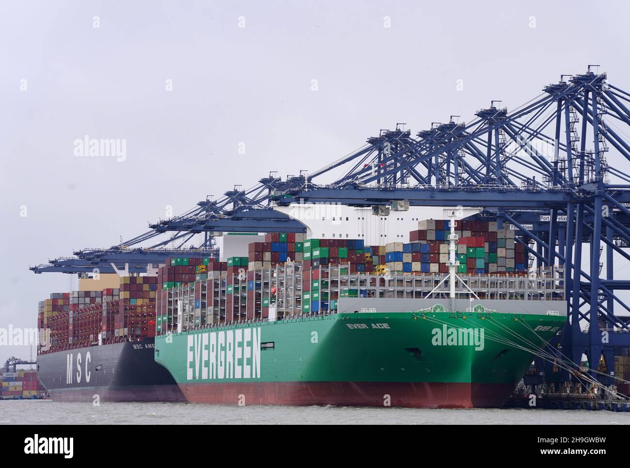 The Evergreen Ever Ace, said to be the largest container ship in the ...