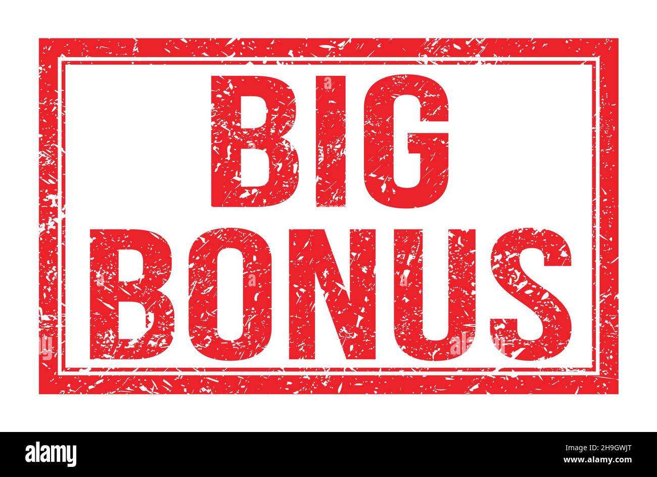BIG BONUS, words written on red rectangle stamp sign Stock Photo - Alamy