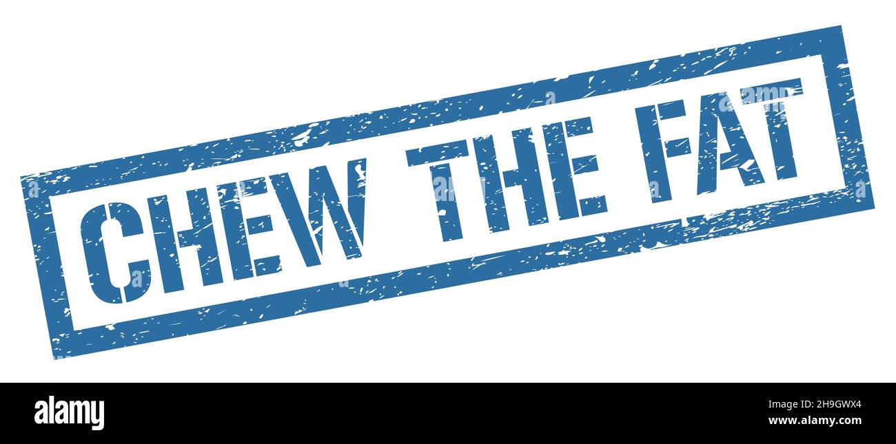 CHEW THE FAT blue grungy rectangle stamp sign Stock Photo - Alamy