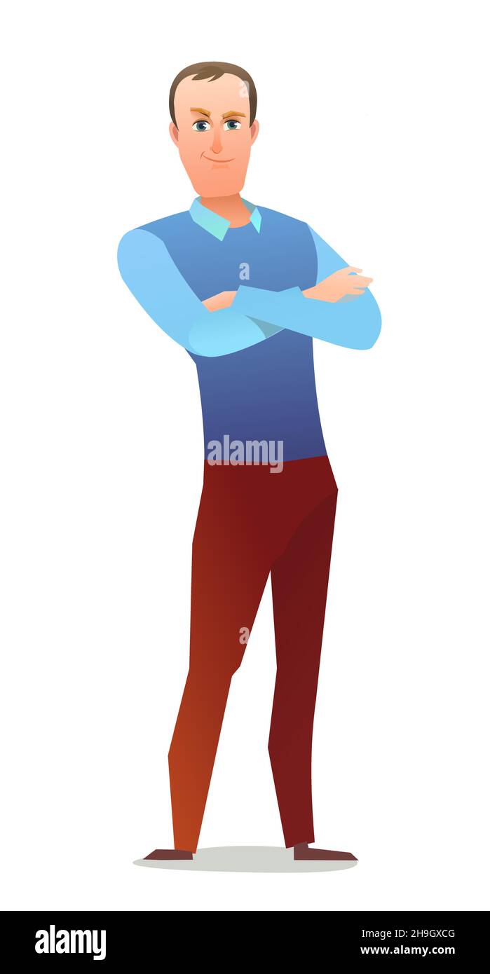 Handsome man in pants and sweater. Cheerful middle aged guy. Cheerful ...