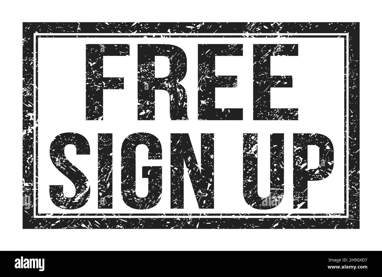 FREE SIGN UP, words written on black rectangle stamp sign Stock Photo ...