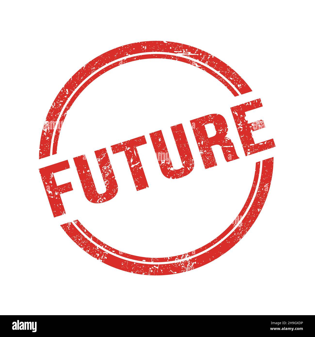 FUTURE text written on red grungy vintage round stamp Stock Photo - Alamy