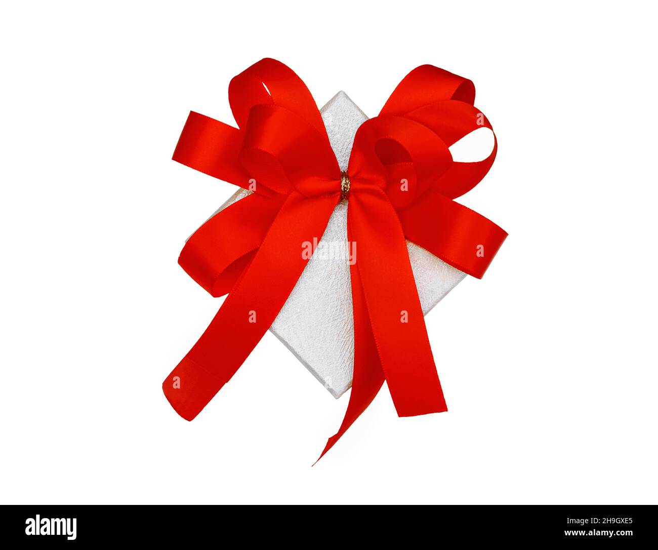 gift box with rad bow on white background isolated Stock Photo - Alamy