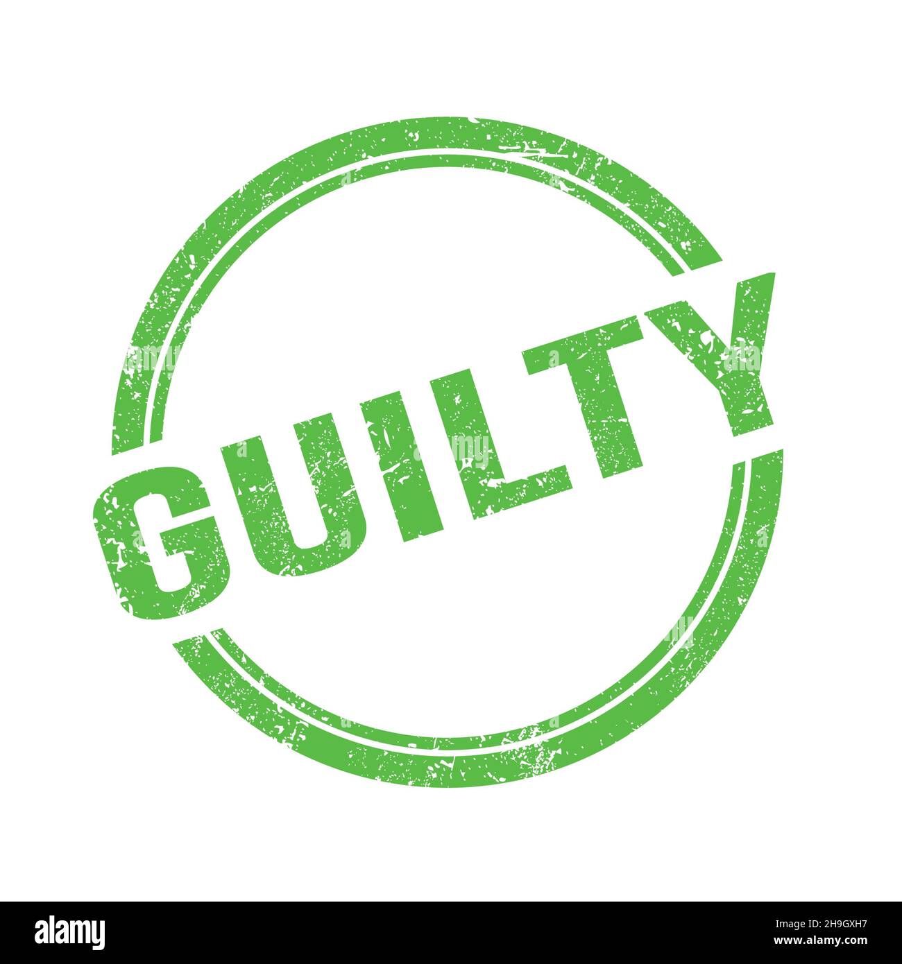 GUILTY text written on green grungy vintage round stamp Stock Photo - Alamy