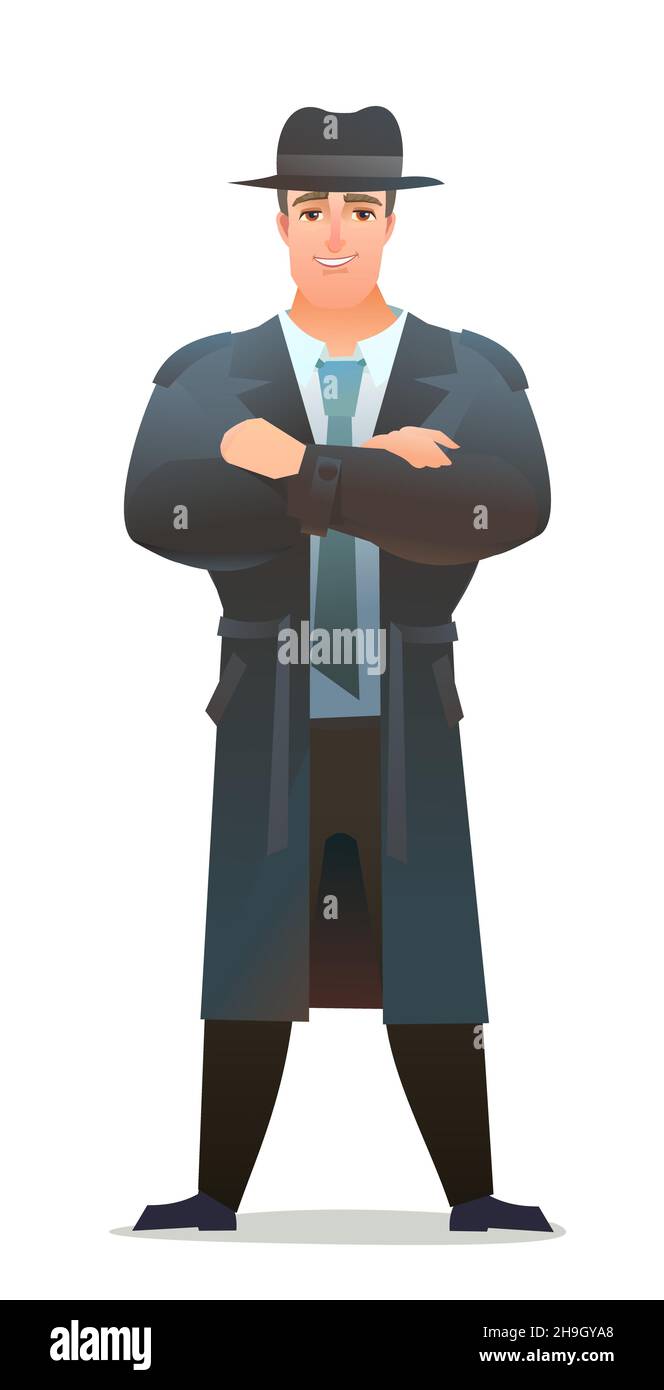 Man in an autumn cloak. Guy in warm clothes for rain. Cheerful person ...