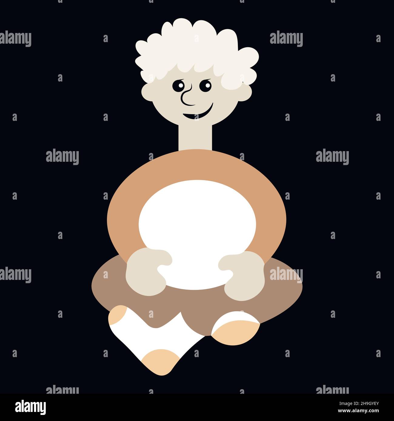 Illustration on a square background - a man sitting cross his legs - a ...