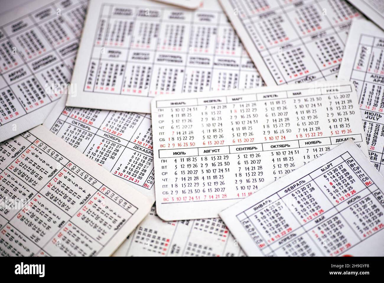 Many old small pocket calendars. Full frame Stock Photo - Alamy