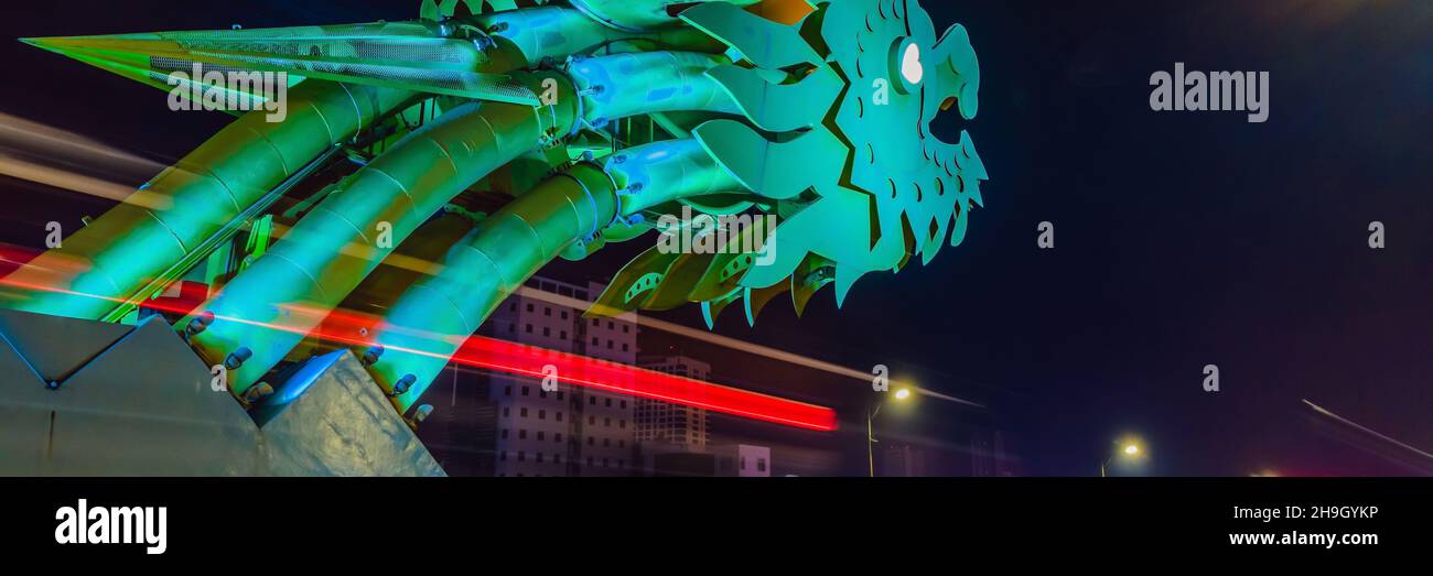 Dragon River Bridge, Rong Bridge in Da Nang, Vietnam BANNER, LONG ...