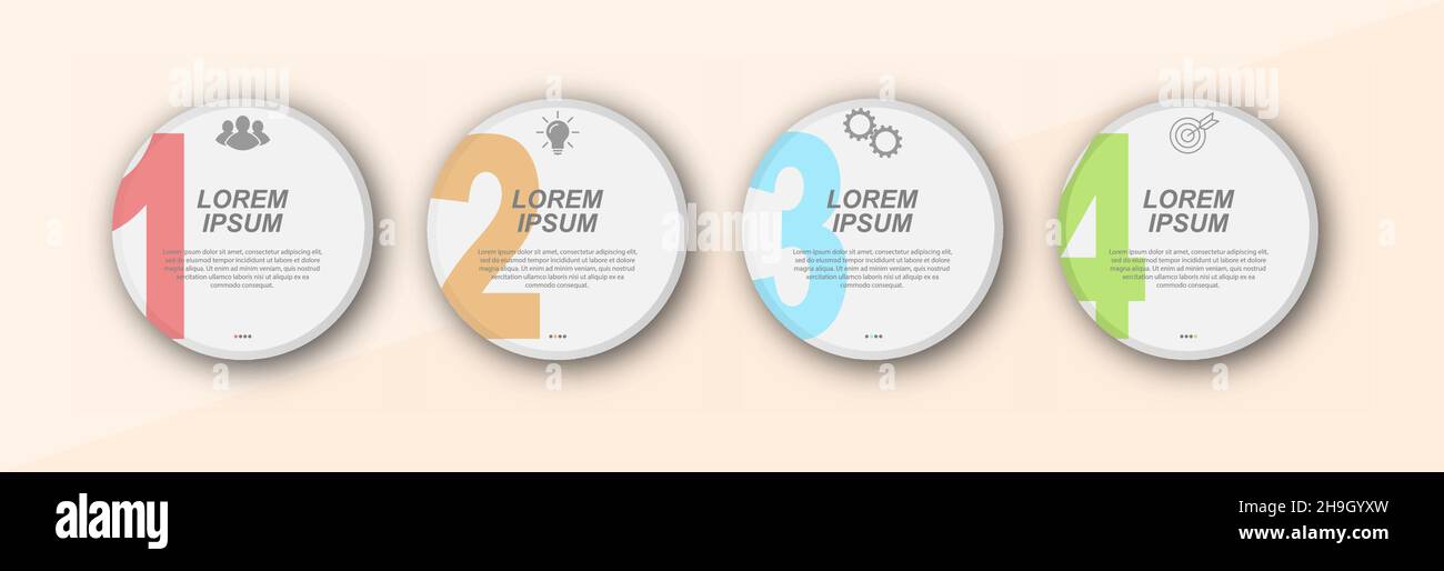 infographics with pictograms. Template of 4 stages of business ...
